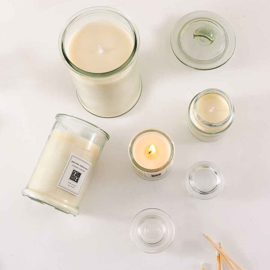 Private label transparent glass candle jar